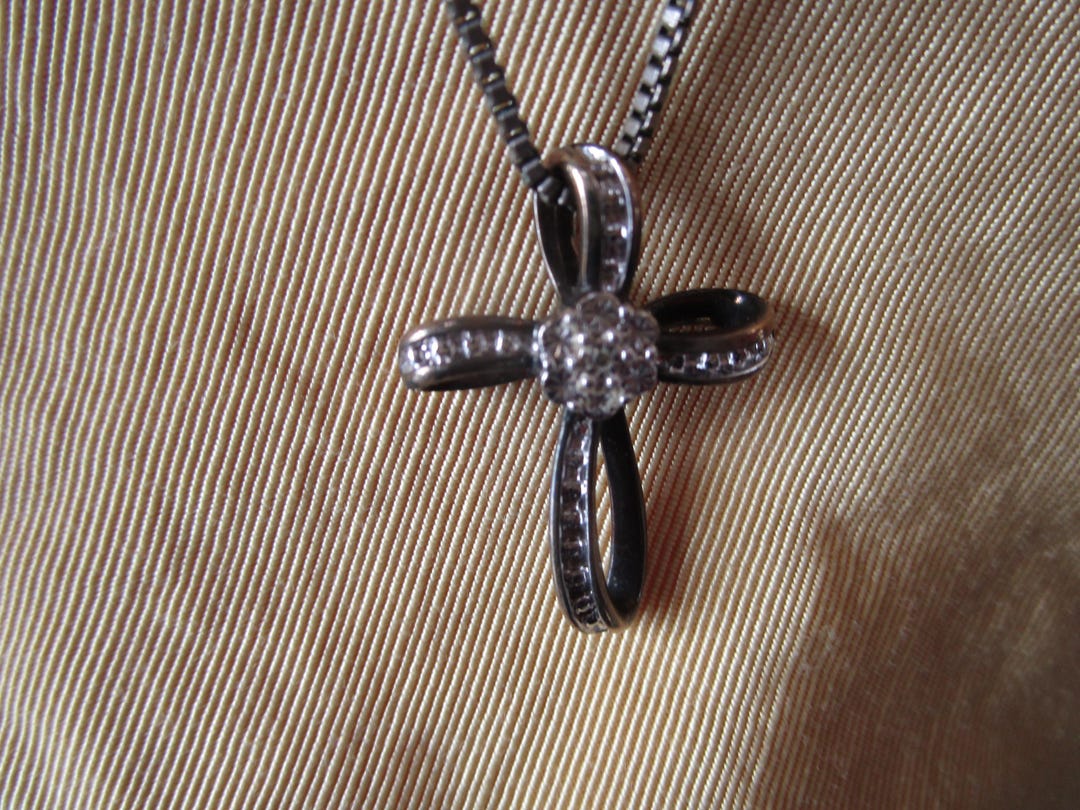 Vintage Swirl Cross Pendant Necklace Marked H925 Sterling Silver - Etsy