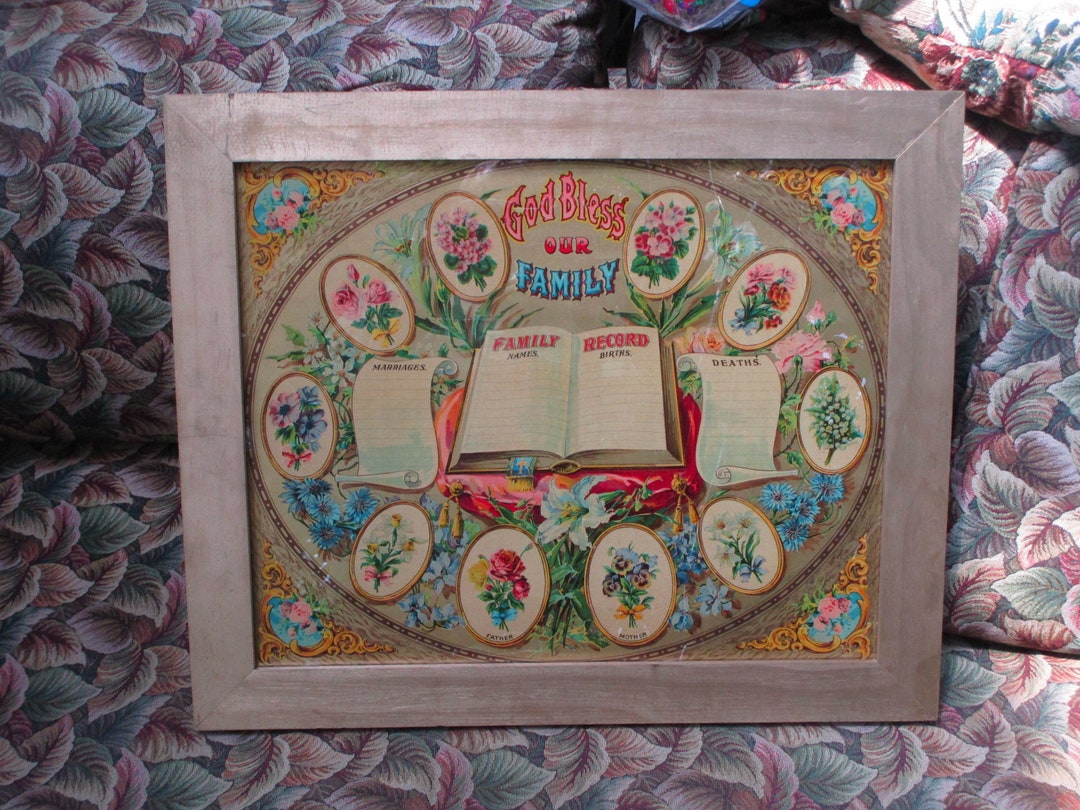 1903 Original Framed Antique Family Chart Generation , Family Tree ...