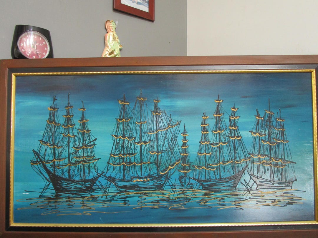 1965 Clipper Ships "midnight" Drip String LARGE Framed Wall Art - Etsy
