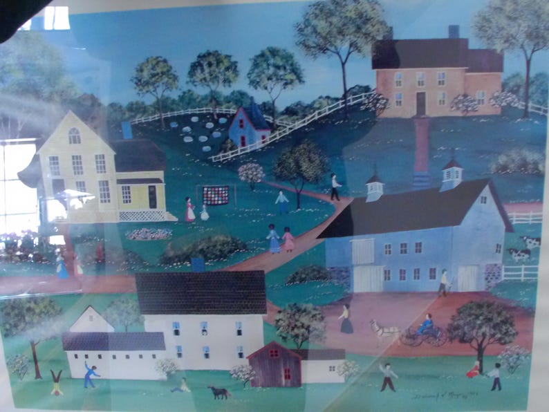 90s "celebration of Friendship" Folk Art Framed Signed Deborah K. Mayo ...