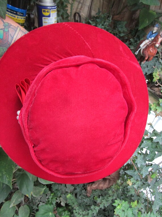 Women's Dark Cranberry Soft Velvet Wire Pearl & Rib… - Gem