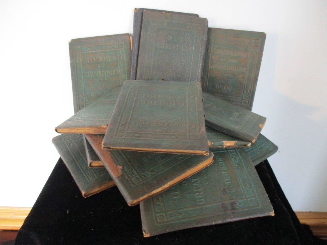 14 Antique Little Leather Library Books - Etsy