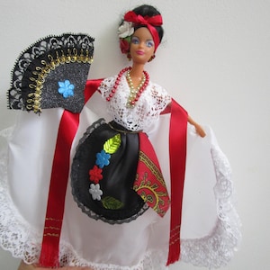 Vintage Spanish Flamenco Dancer White Dress Latin Dancer Display Doll ...