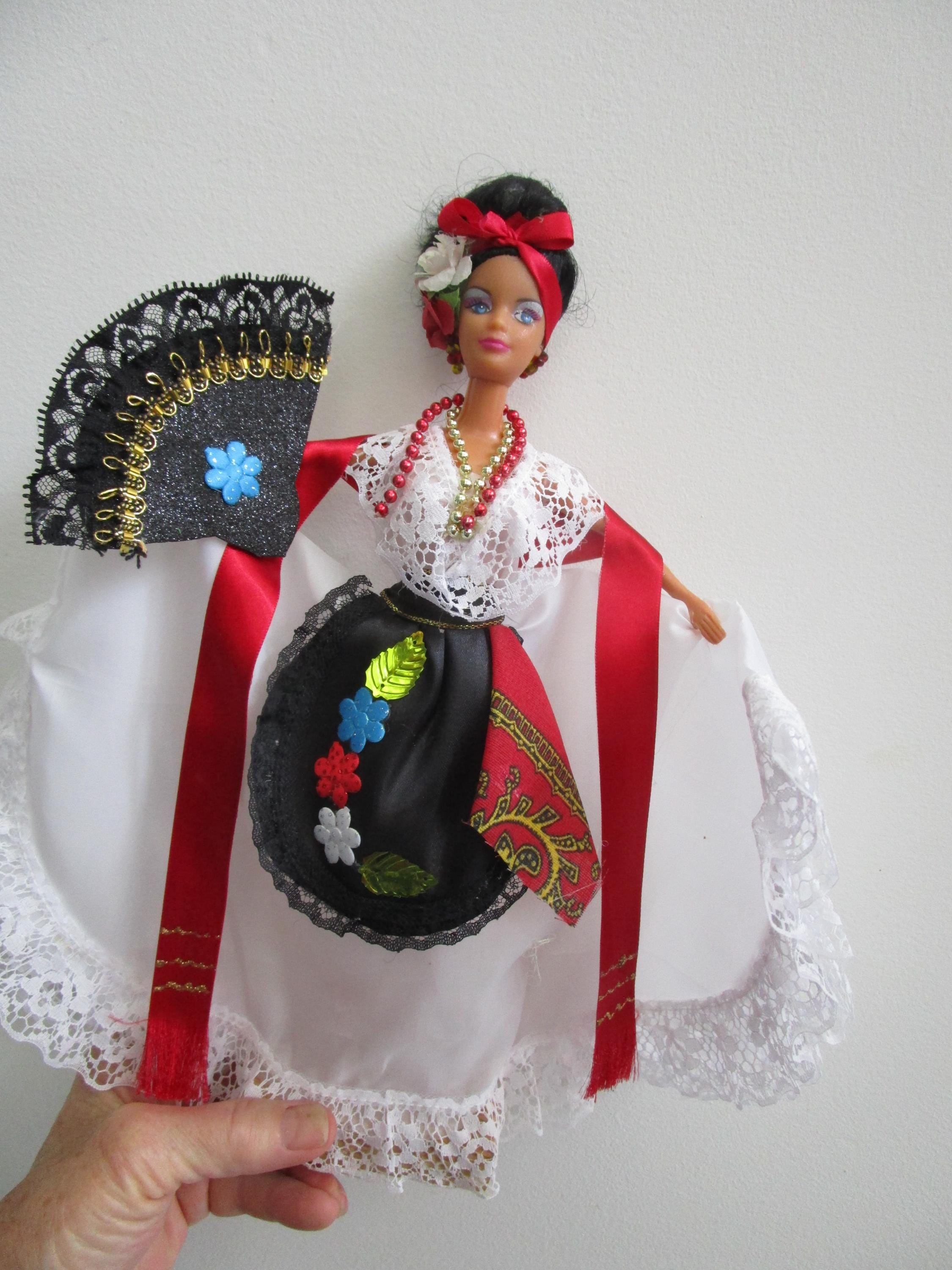 Vintage Spanish Flamenco Dancer White Dress Latin Dancer Display Doll ...