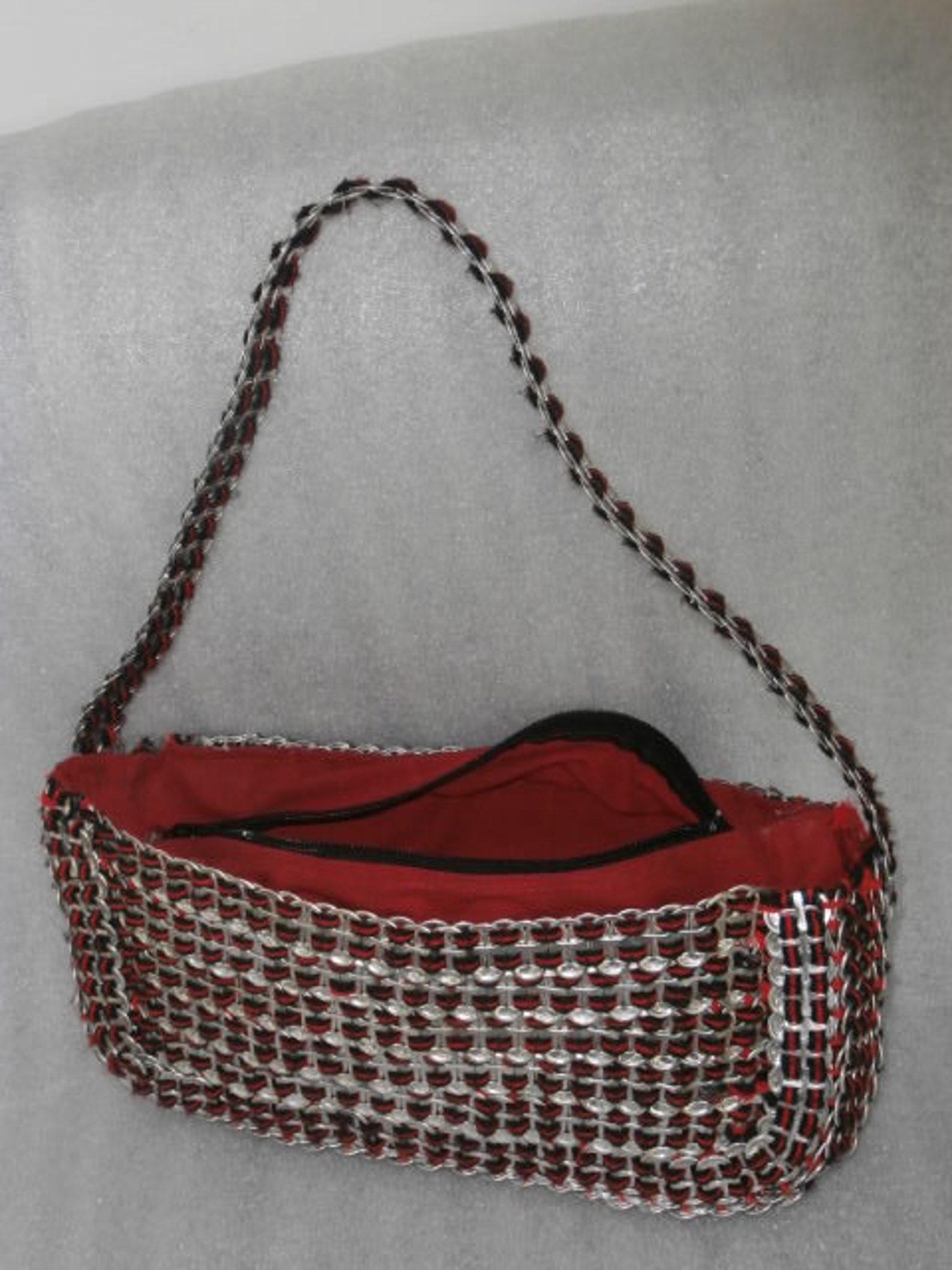 Purse ~ Recycled Pop Top / Soda Top Purse Silver ~ Black ~ Red ...