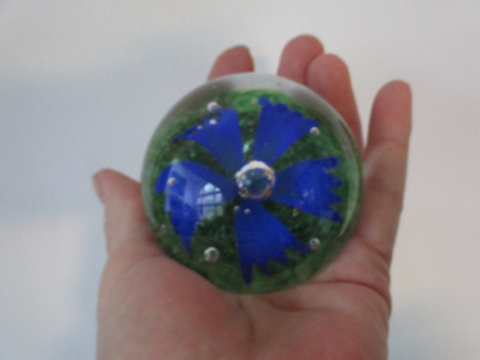 Solid Glass Paperweight-cobalt Blue Flower Paperweight Round | Etsy