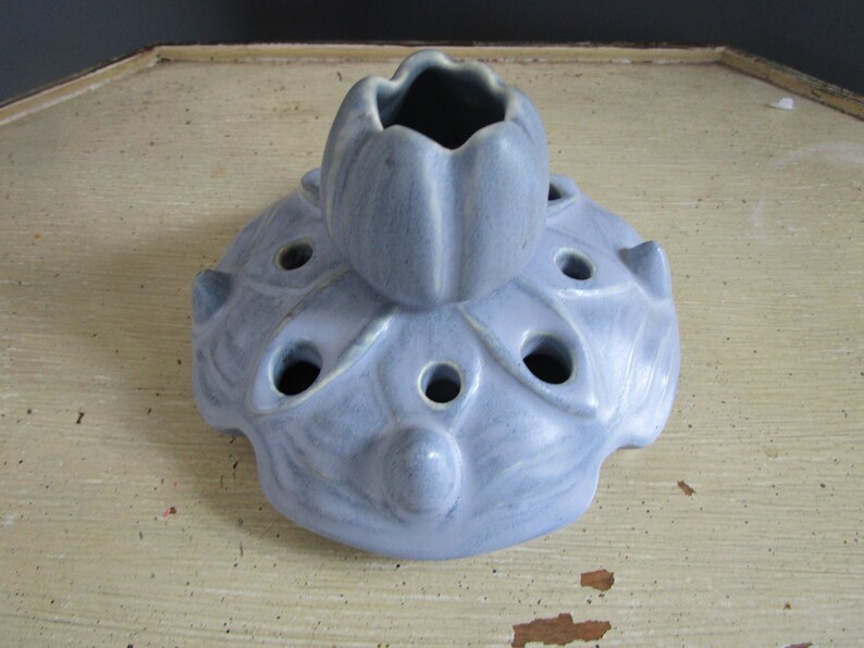 Weller Pottery Blue Water Lily Flower Frog Art Pottery Vintage Flower ...