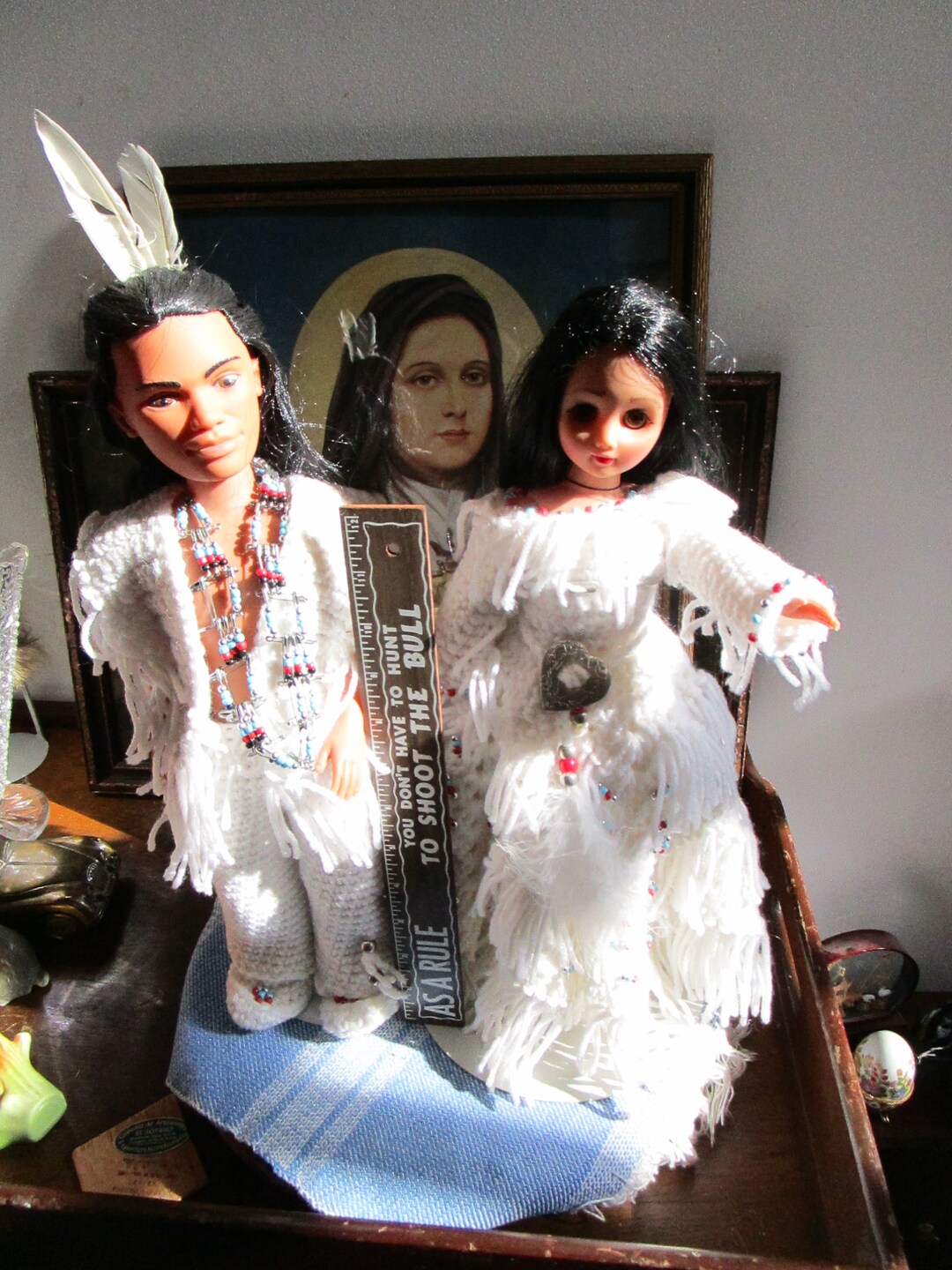 Fibre Craft Indian Chief Male Doll With Indian Princess Doll Both With ...