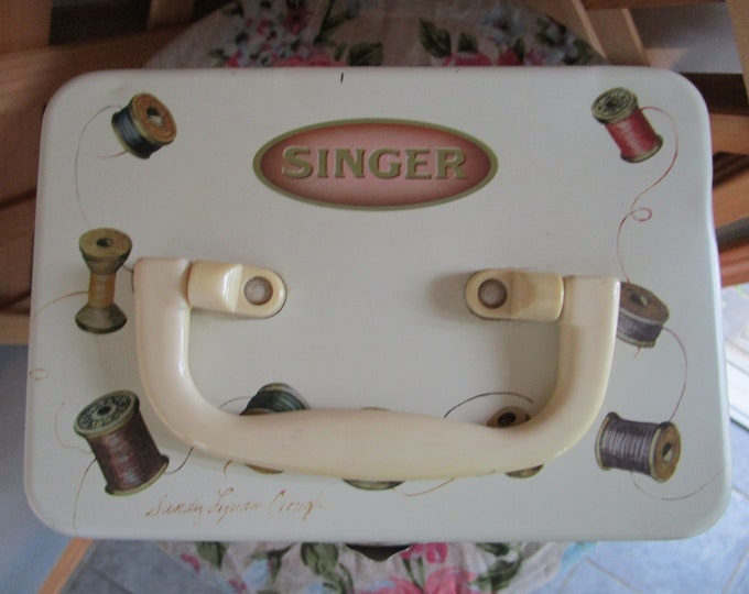 Singer Sewing Box Tin With Handle Sweet Graphics - Etsy
