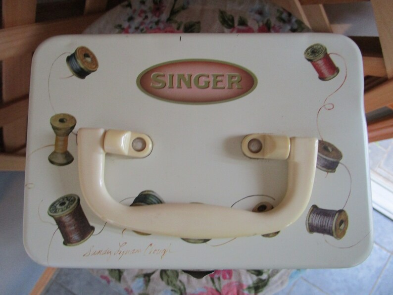 Singer Sewing Box Tin With Handle Sweet Graphics - Etsy