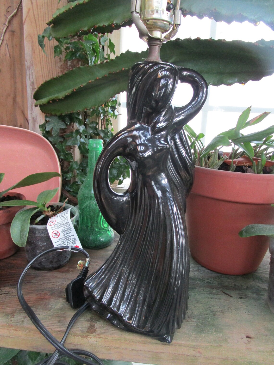 Vintage Table Lamp Dancing Women Black High Gloss Figurine | Etsy