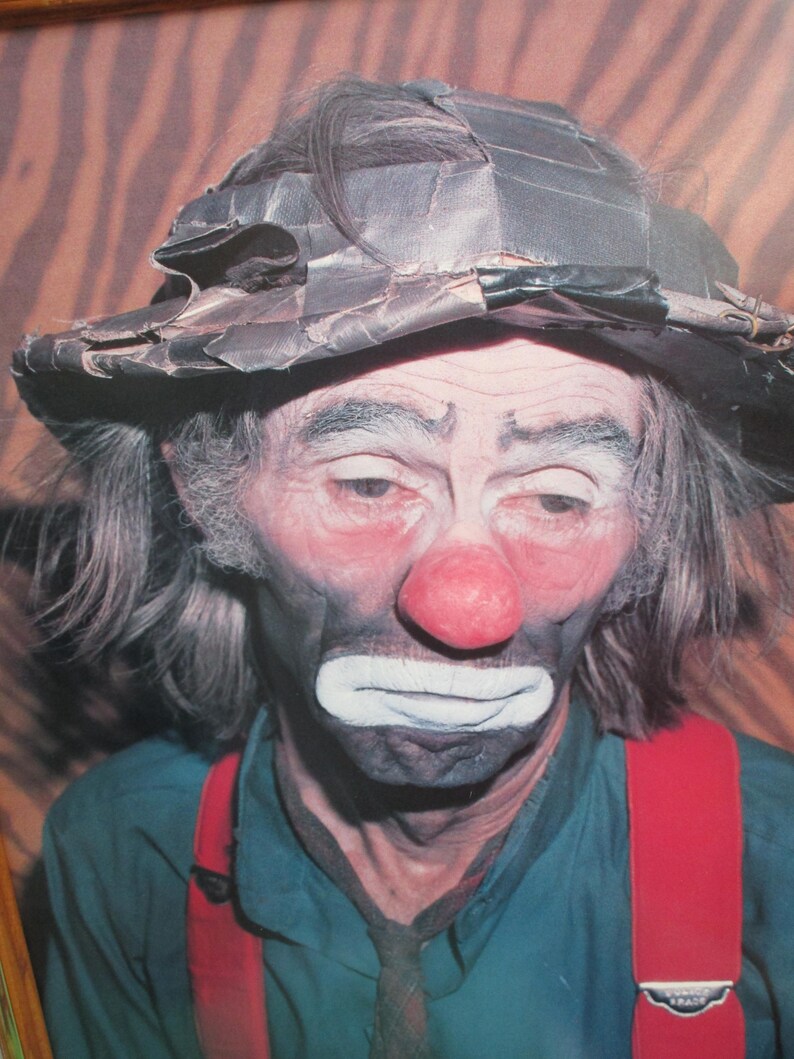 Famous Emmett Kelly Clown 1985 Portrait by Jeff Trentacosta Framed - Etsy