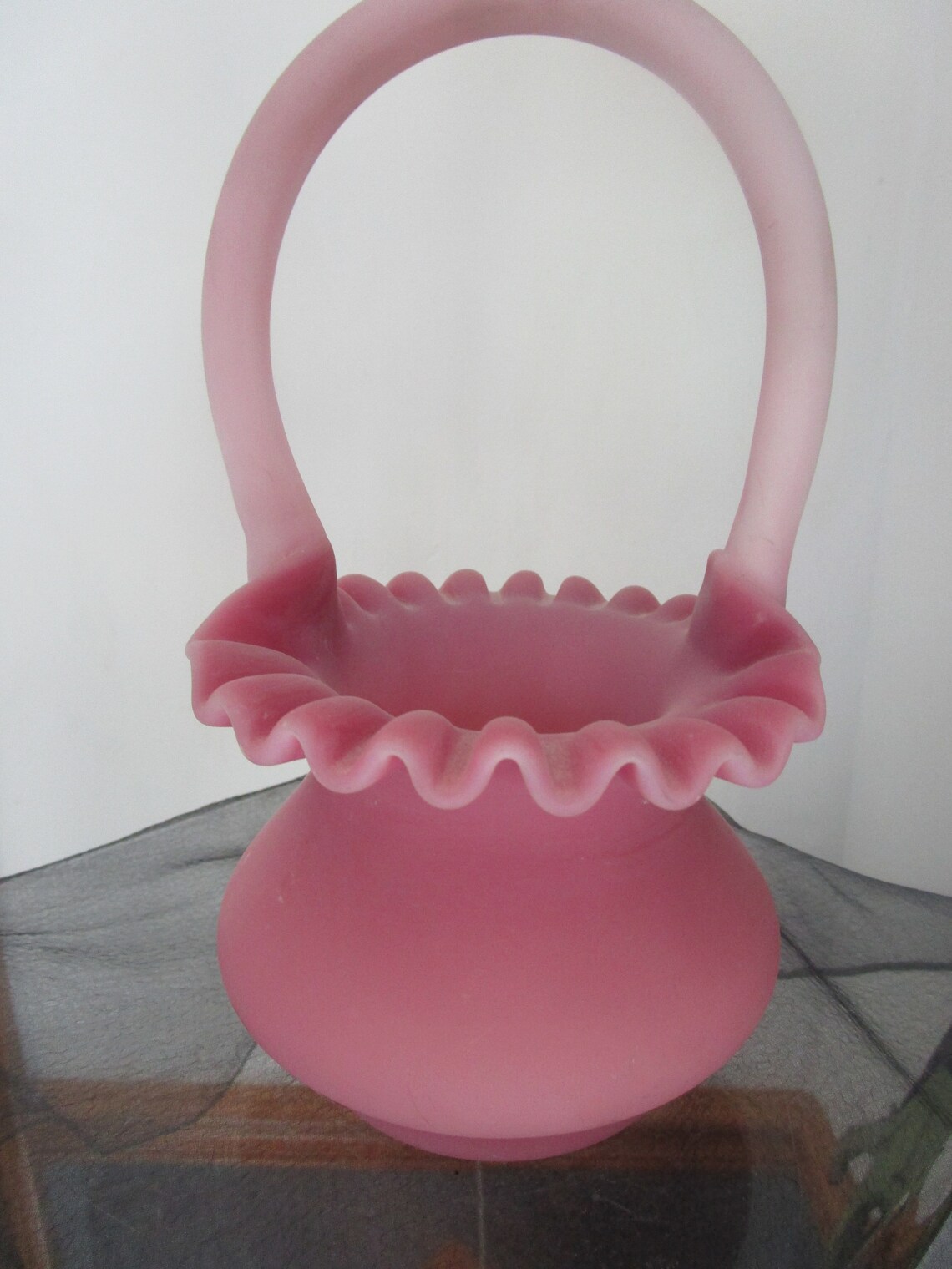 Rare Fenton Rosalene Pink Satin Ruffle Top Basket/bowl - Etsy