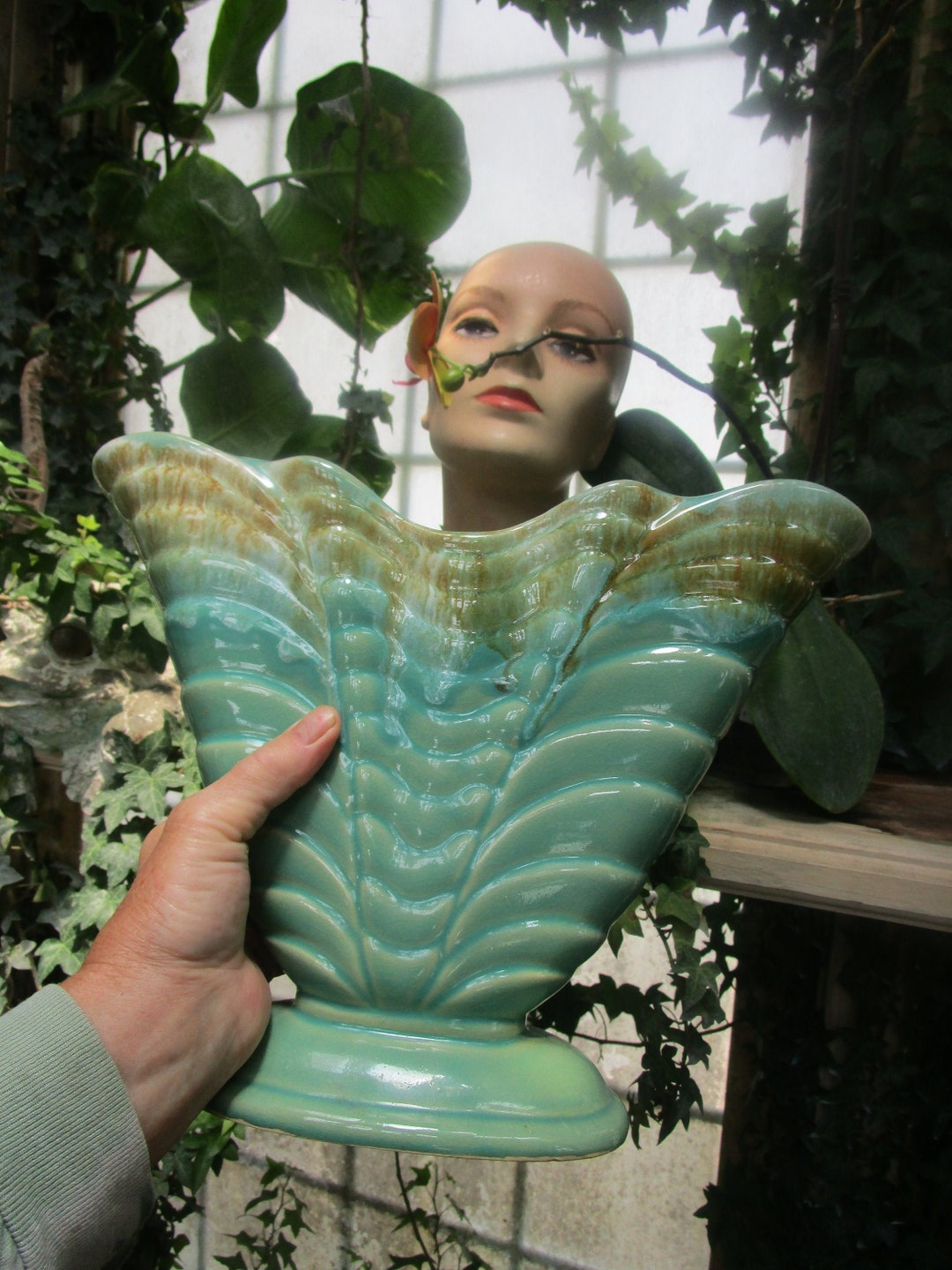 Robinson Ramsbottom Pottery Green Brown Drip Glaze Vase - Etsy