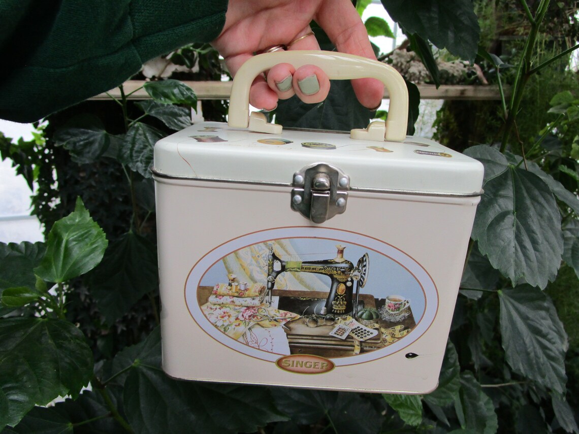 Singer Sewing Box Tin With Handle Sweet Graphics - Etsy