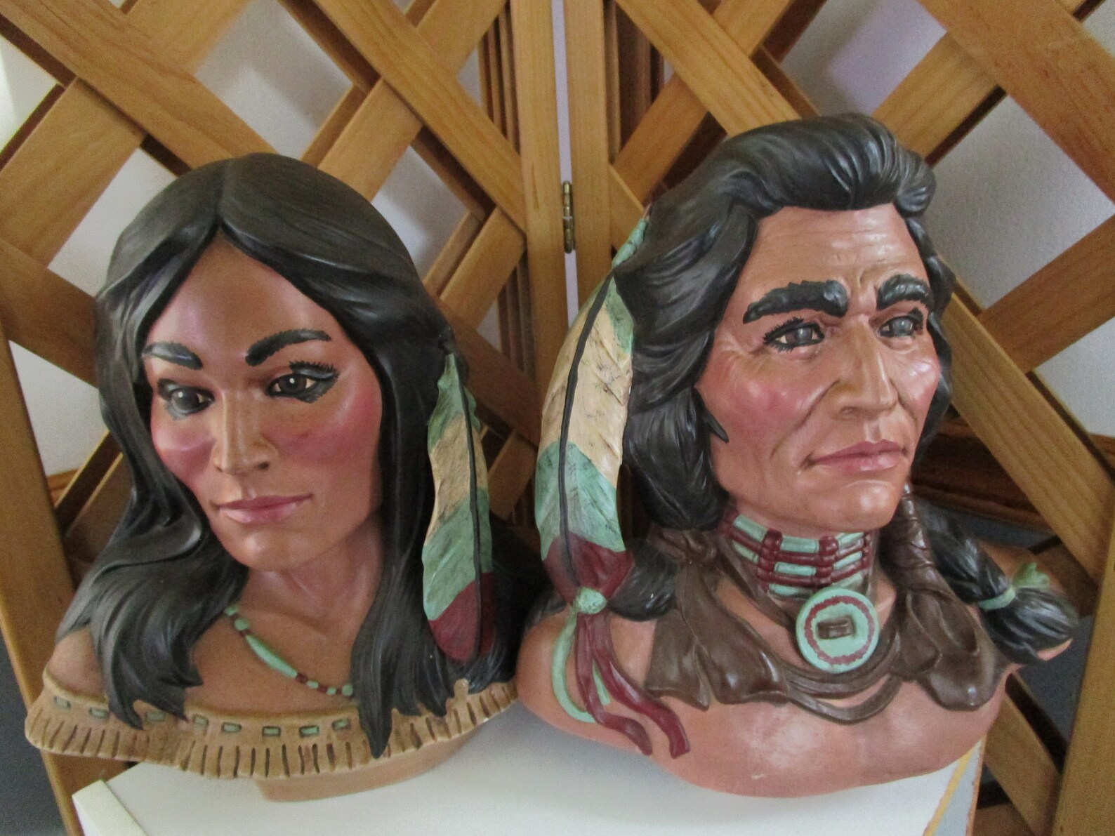 Provincial Mold #81 Native American Indian Couple Ceramic Head Bust ...
