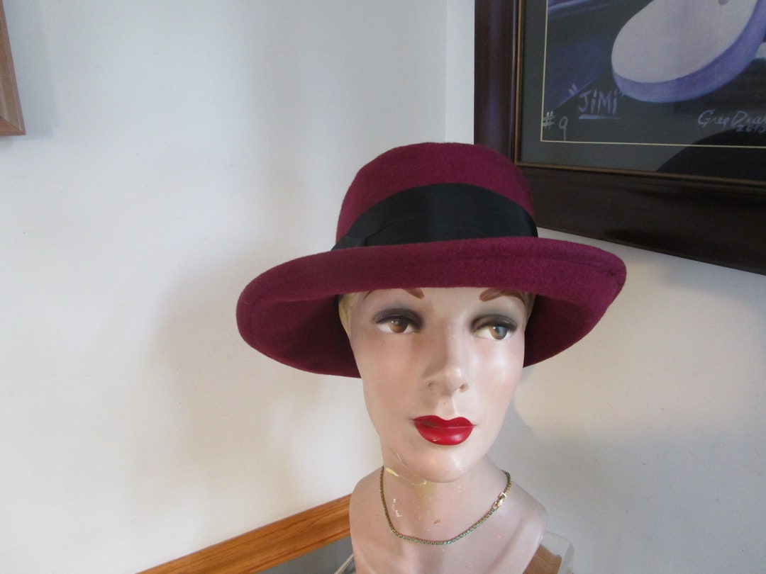 Maroon Betmar Women's Bowler Bucket Hat Street Smart Wool Felt - Etsy