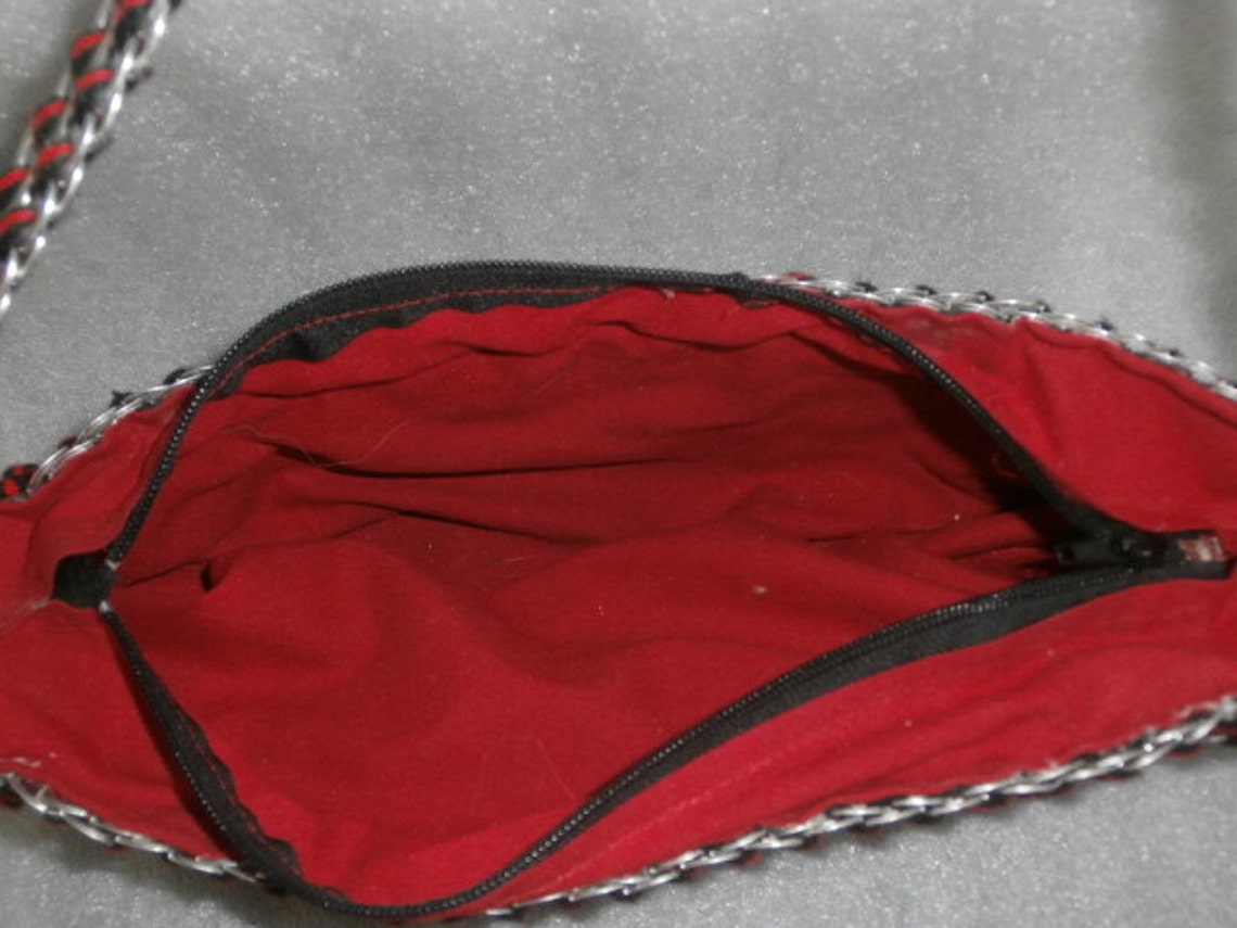 Purse ~ Recycled Pop Top / Soda Top Purse Silver ~ Black ~ Red ...