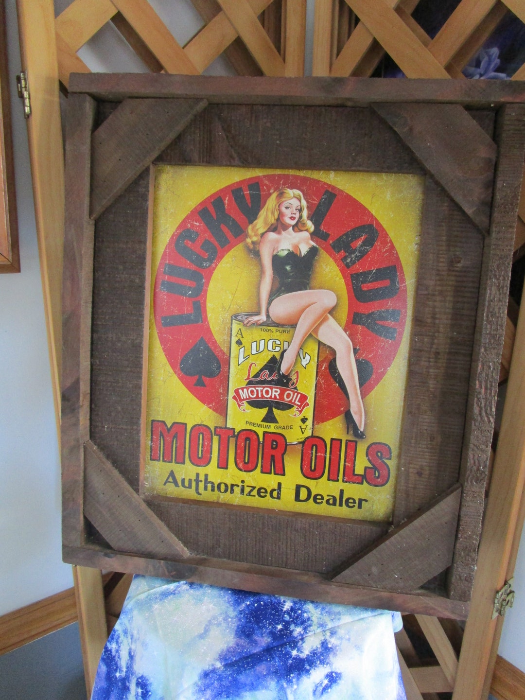 90's Lucky Lady Motor Oil Gas Service Garage Dealer Retro Pinup Girl ...