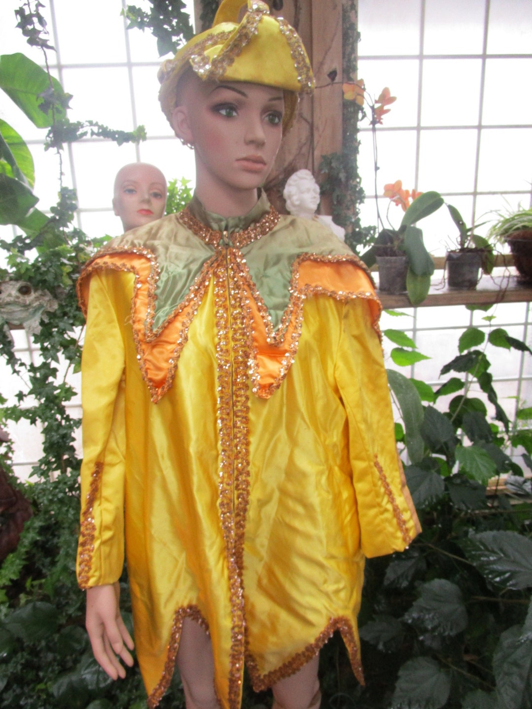 Antique Satin & Sequins Jumpsuit With Jacket Jester / Clown Three Piece ...