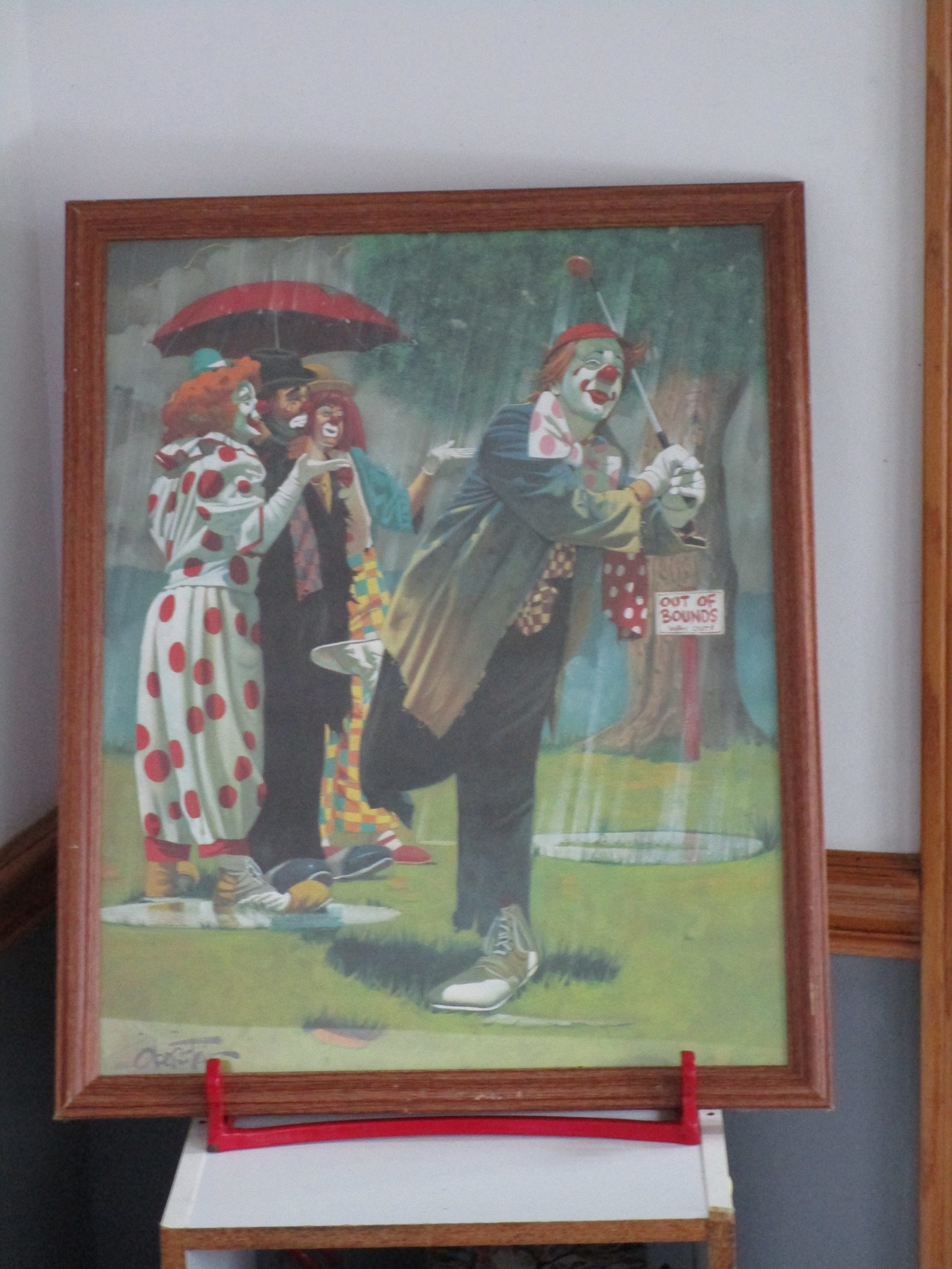 Chuck Oberstein“out of Bounds" Clowns Golfing in the Rain Fine Art ...