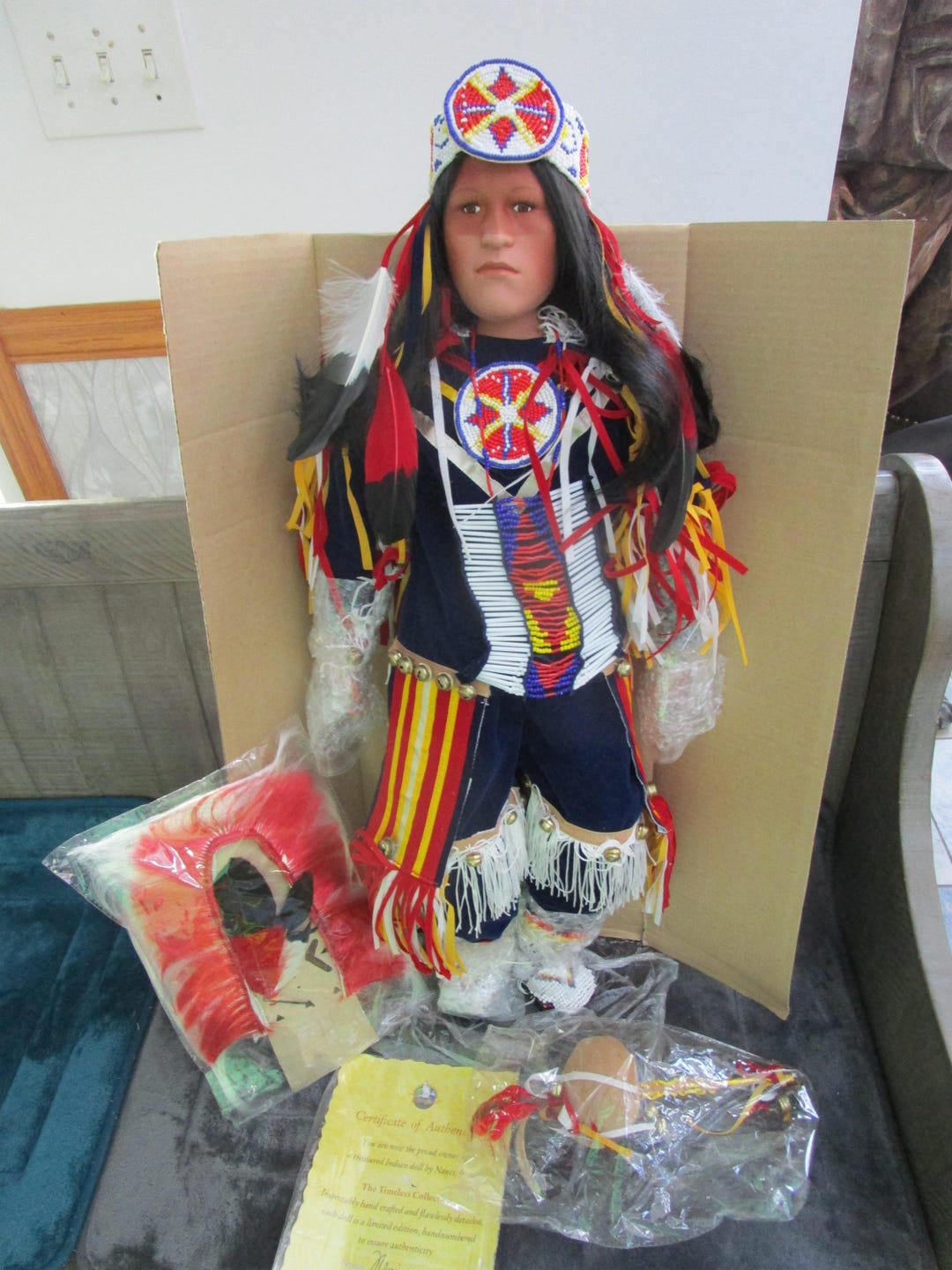 Timeless American Indian Eagle Dancer Display Porcelain Doll With ...