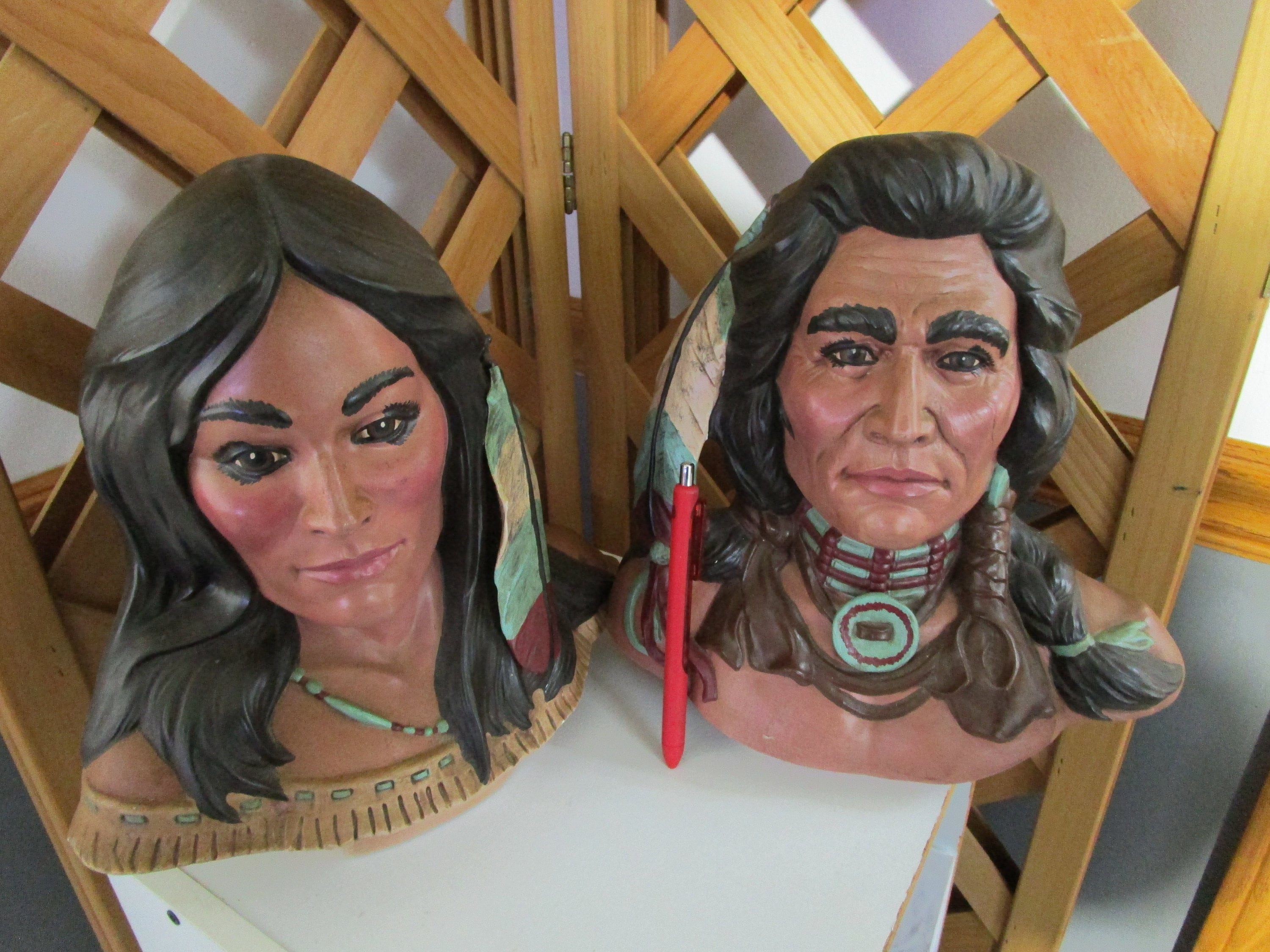 Provincial Mold #81 Native American Indian Couple Ceramic Head Bust ...