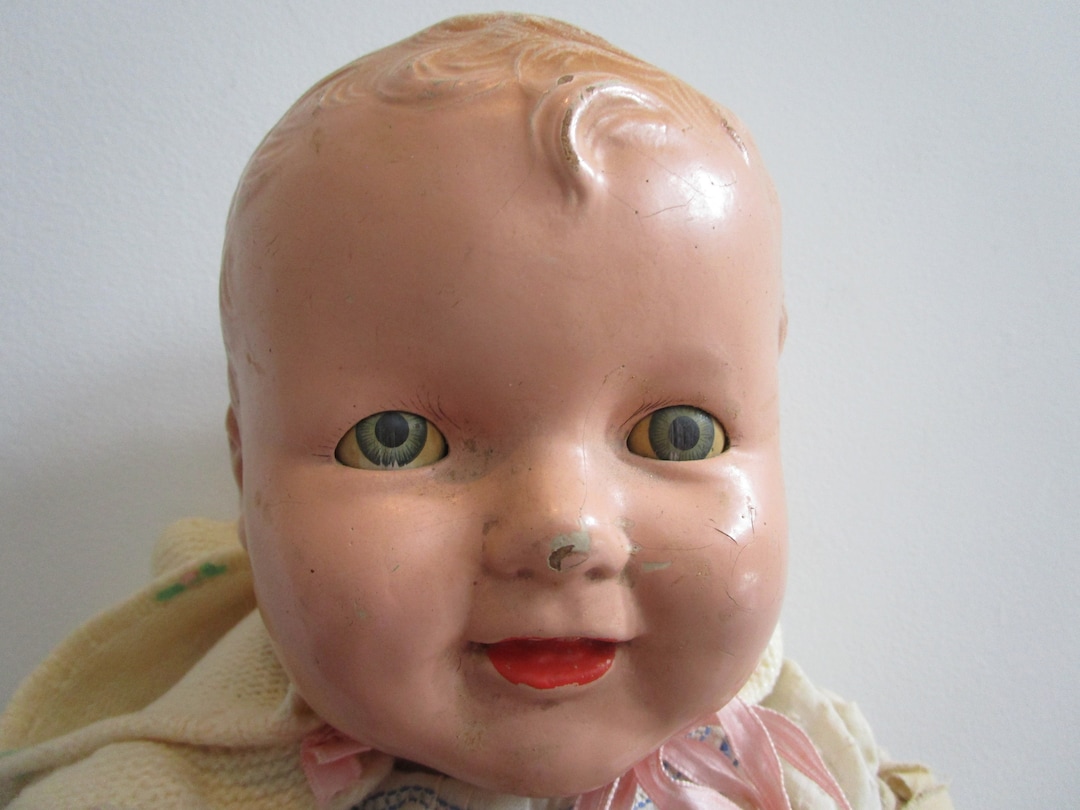 Large Antique Metropolitan Doll Co. Moulded Hair Composition Baby Doll ...