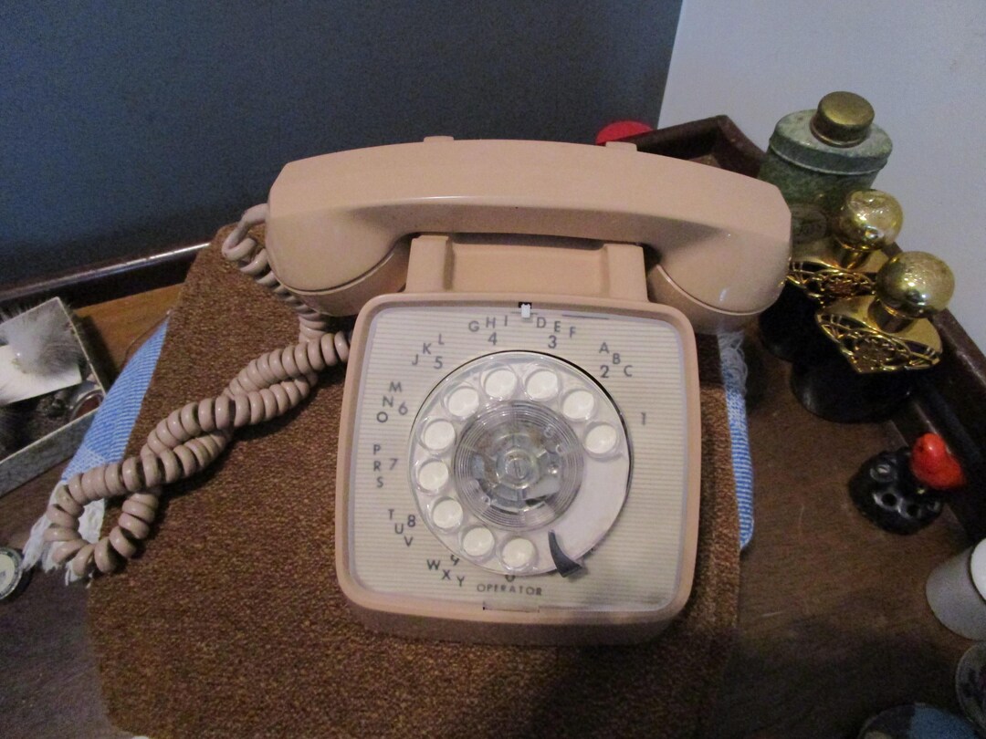 80s Beige Tan Rotary Dial Desk Telephone GTE Automatic Electric - Etsy