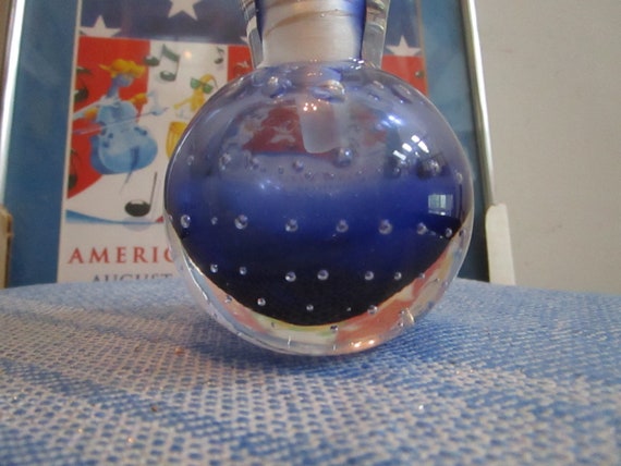 Indigo Blue Bubble Glass Perfume Bottle with Floral S… - Gem