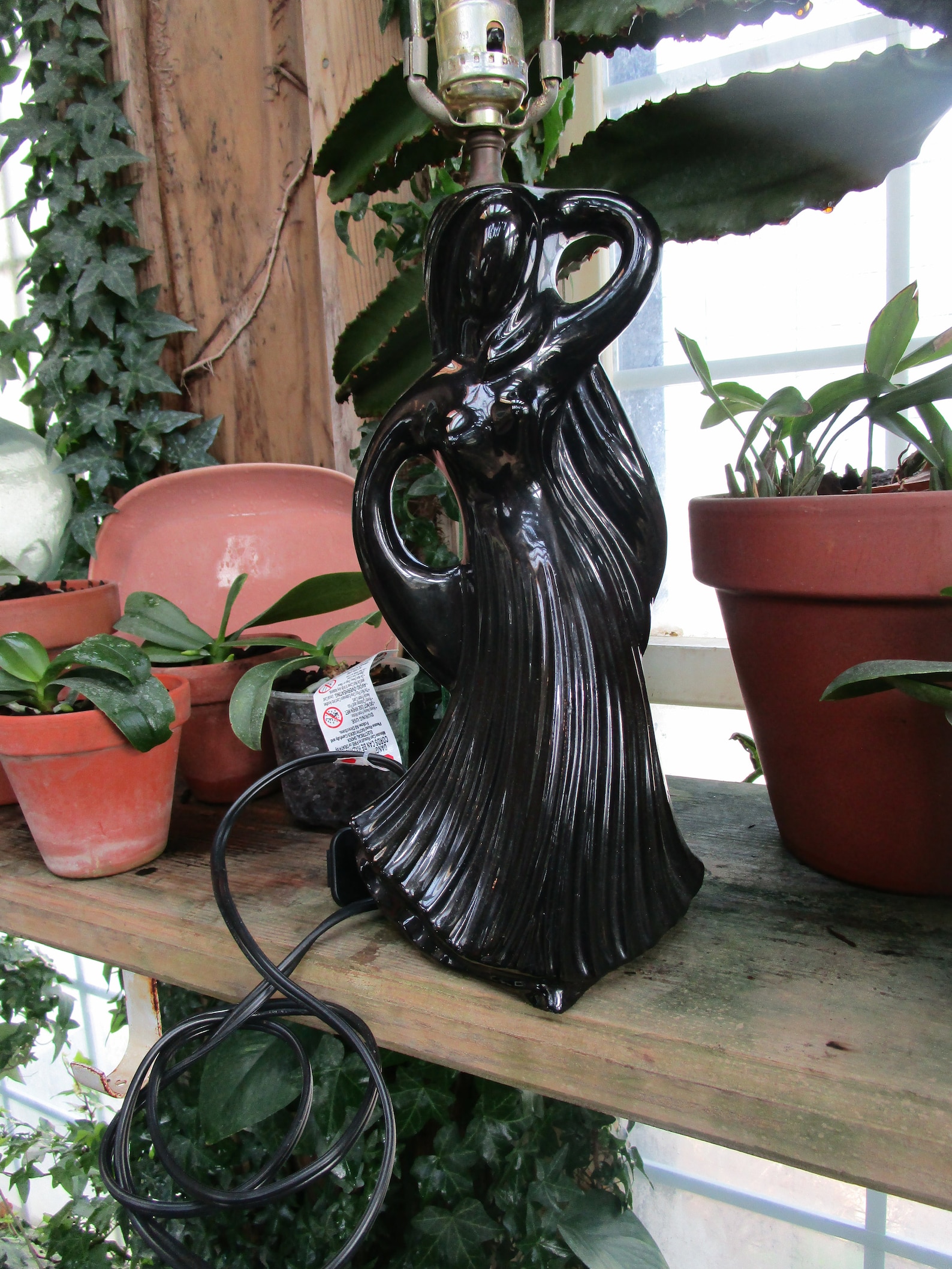 Vintage Table Lamp Dancing Women Black High Gloss Figurine - Etsy