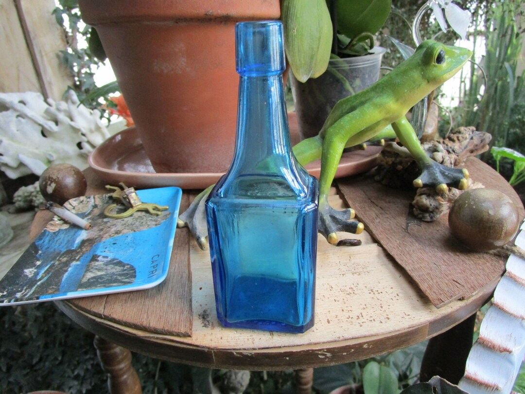 Vintage Wheaton Glass Blue Root Bitters Bottle Marked Wheaton N.J. 6 ...