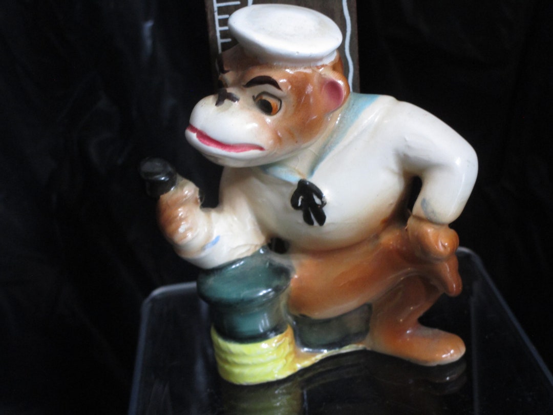 Pipe Smoking Sailor Monkey Ceramic Display Figurine Vintage Collectible ...