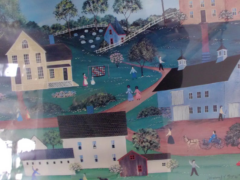 90s "celebration of Friendship" Folk Art Framed Signed Deborah K. Mayo ...