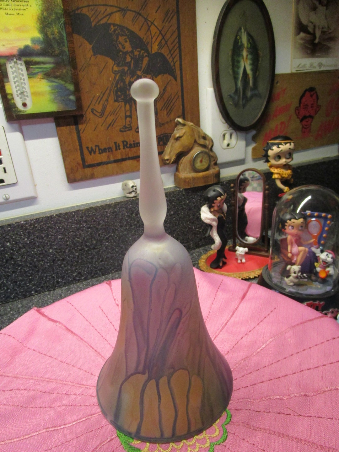 Vintage Tall Slender Swirls Blues & Browns Unique Glass Bell - Etsy