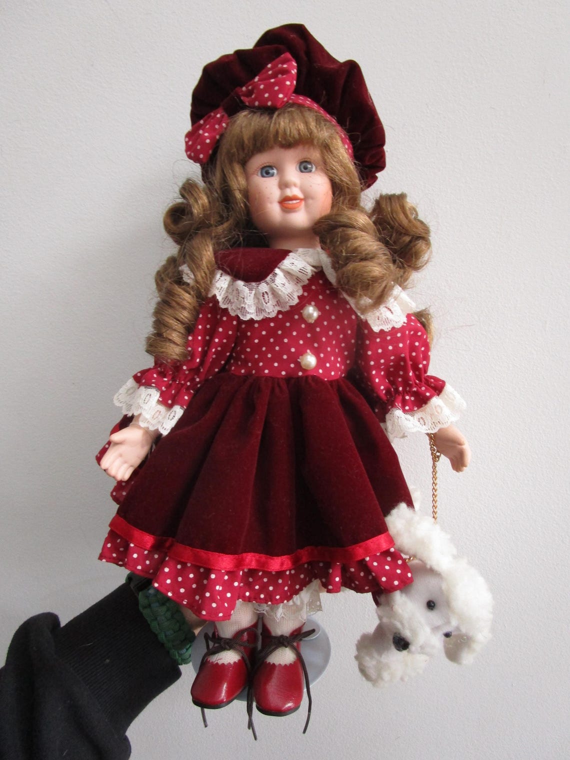90s Anco Merchandise Co. Porcelain Doll With Her Puppy on Leash Sooo ...