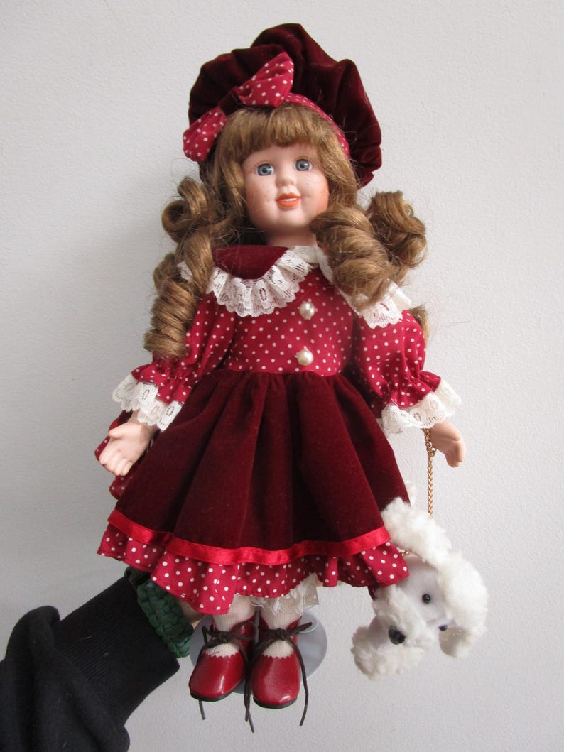 90s Anco Merchandise Co. Porcelain Doll With Her Puppy on Leash Sooo ...