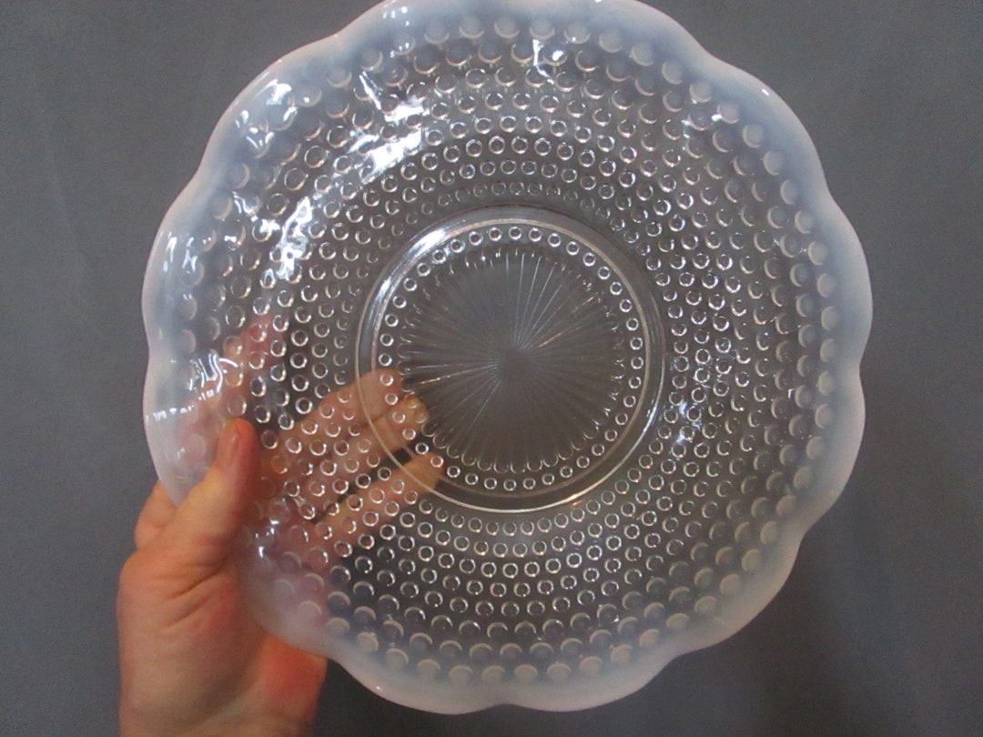 Vintage Opalescent Moonstone Wavy Edges Hobnail Anchor Hocking Sandwich ...