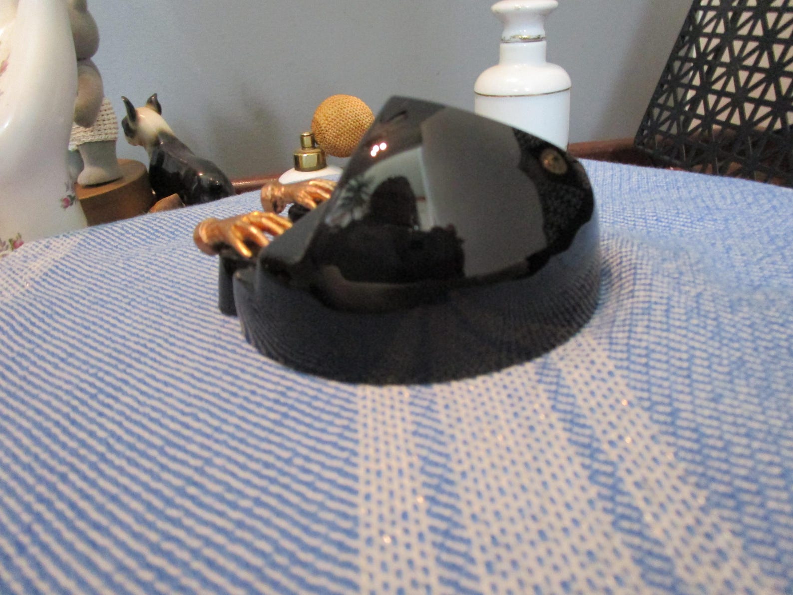 80's Vinardi Crystal Paperweight Black Piano With Bronze Hands Signed ...
