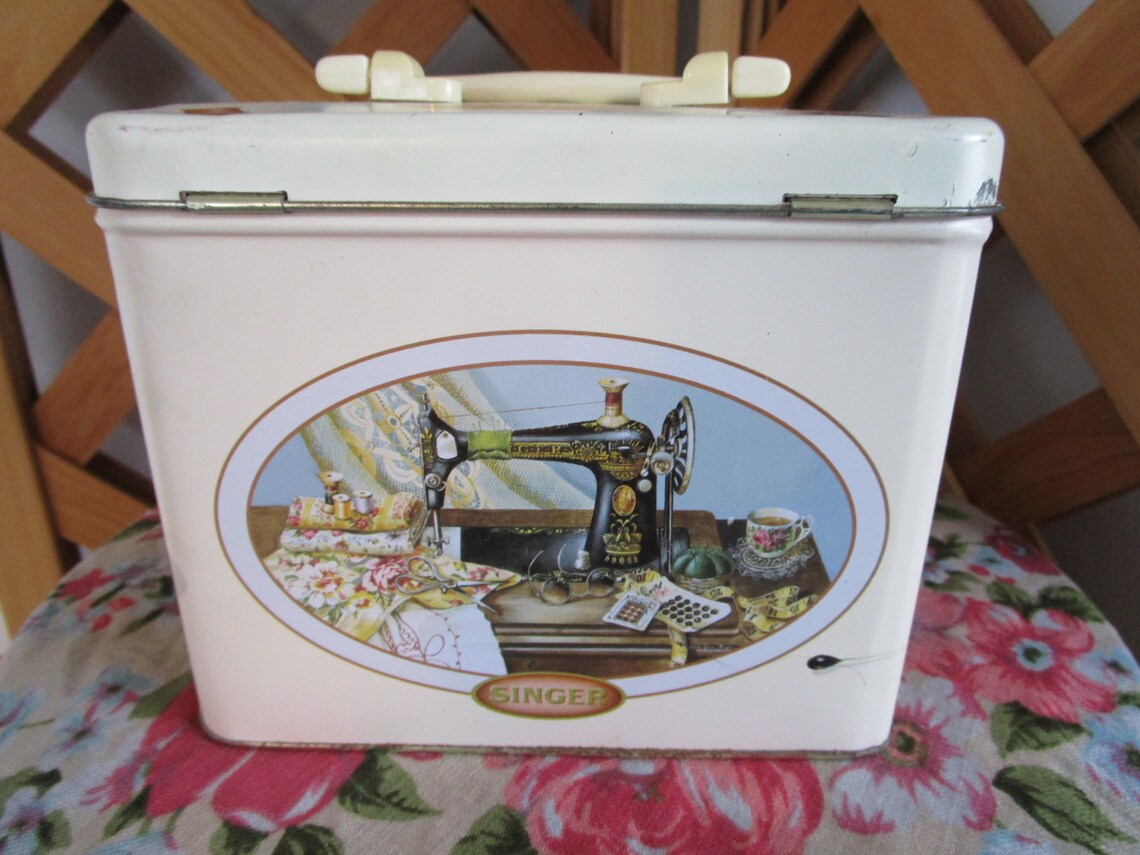 Singer Sewing Box Tin With Handle Sweet Graphics - Etsy