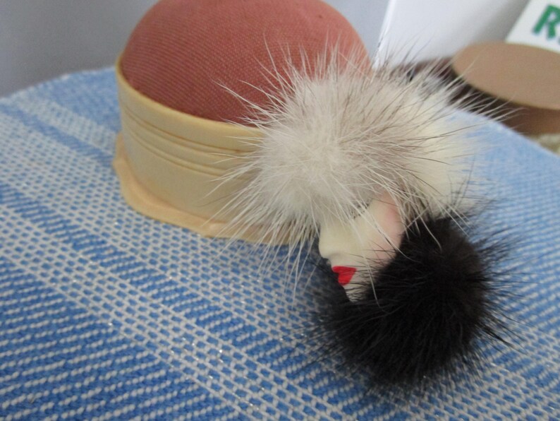 Unique Vintage Lady Porcelain Face Fur Brooch Keepsake Gift or Your ...