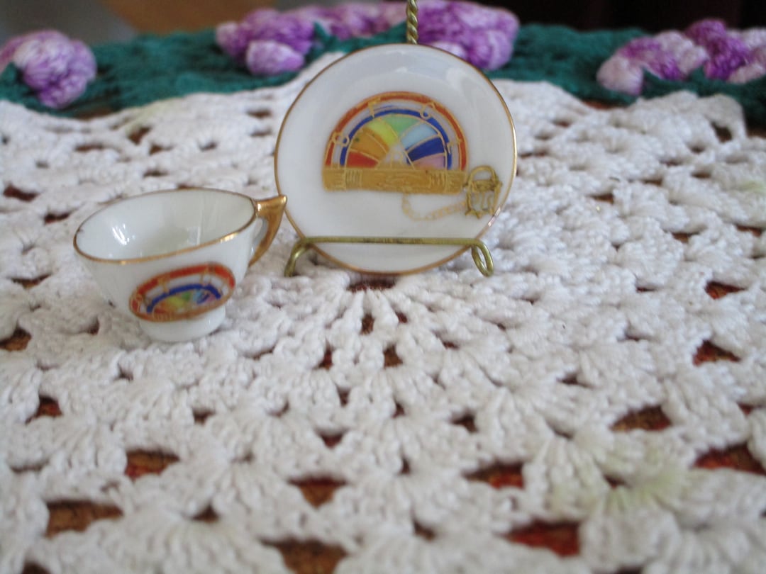 TINY Rainbow Girls Teacup and Saucer, Masonic, Fraternal Cherry Co ...