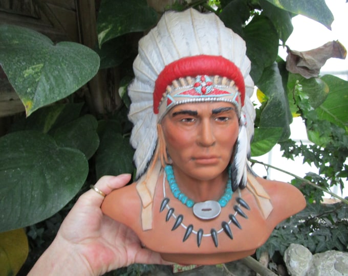 Native American Indian Chief Warrior Ceramic Bust Statue. - Etsy