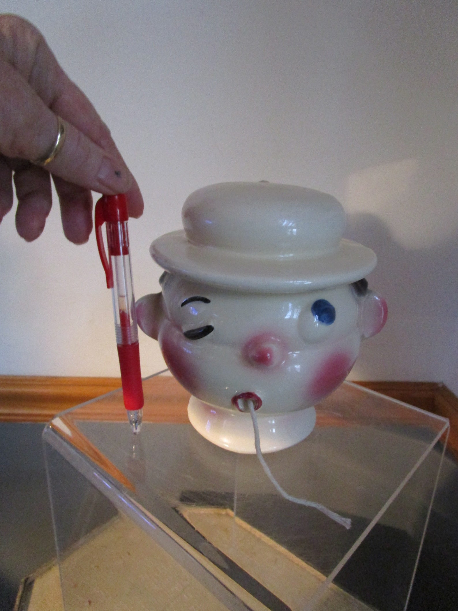 Face Winking Eye Man Vintage Ceramic String Holder Head Face | Etsy