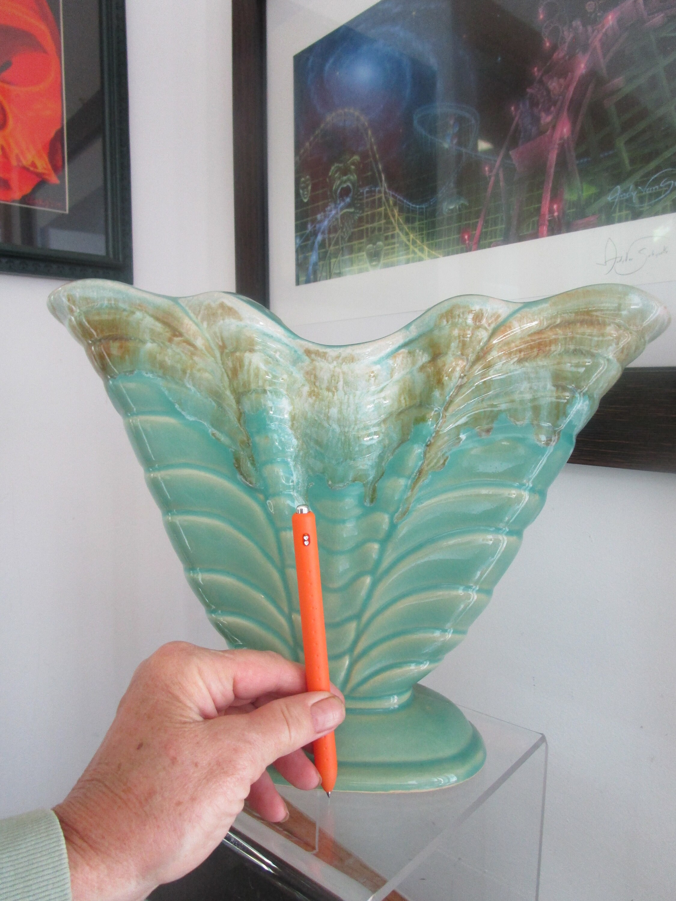 Robinson Ramsbottom Pottery Green Brown Drip Glaze Vase | Etsy