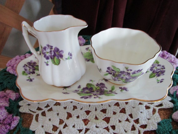 Royal Victoria Violets Fine Bone China England Vintage Cream - Etsy