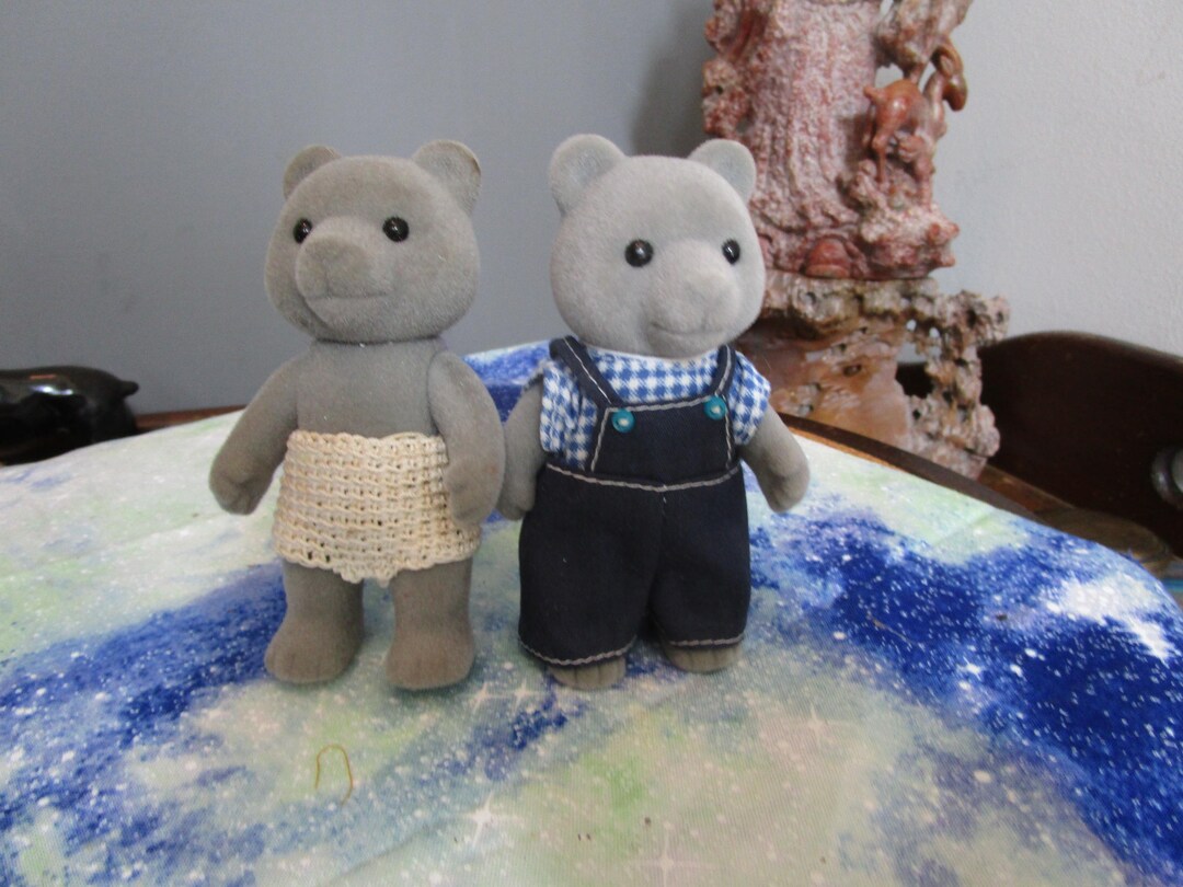 Vintage Pair of 80s Sylvanian Family the Evergreen Gray Bears - Etsy