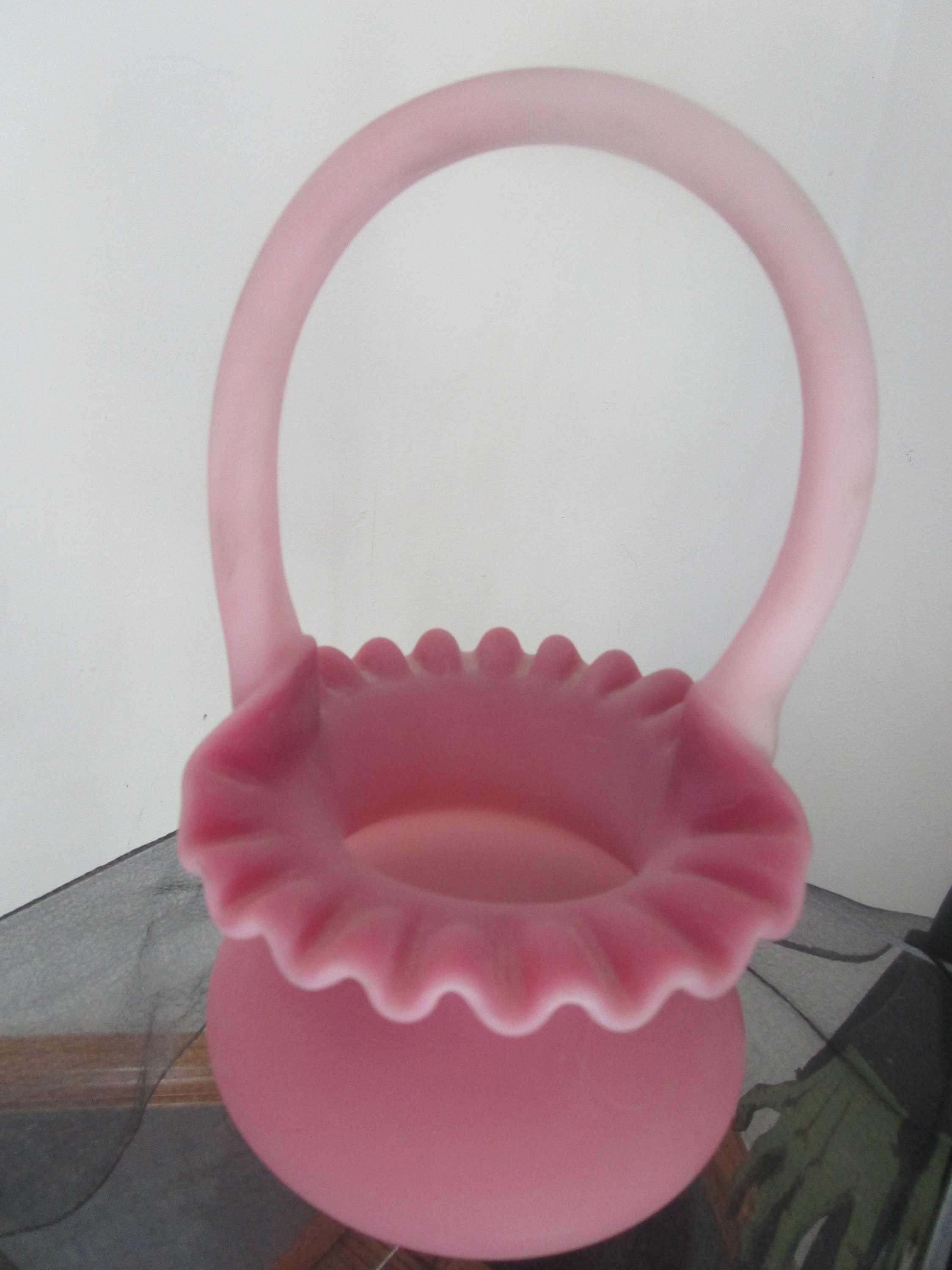 Rare Fenton Rosalene Pink Satin Ruffle Top Basket/bowl | Etsy