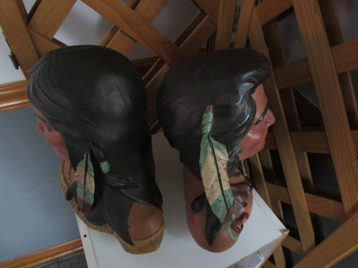 Provincial Mold #81 Native American Indian Couple Ceramic Head Bust ...