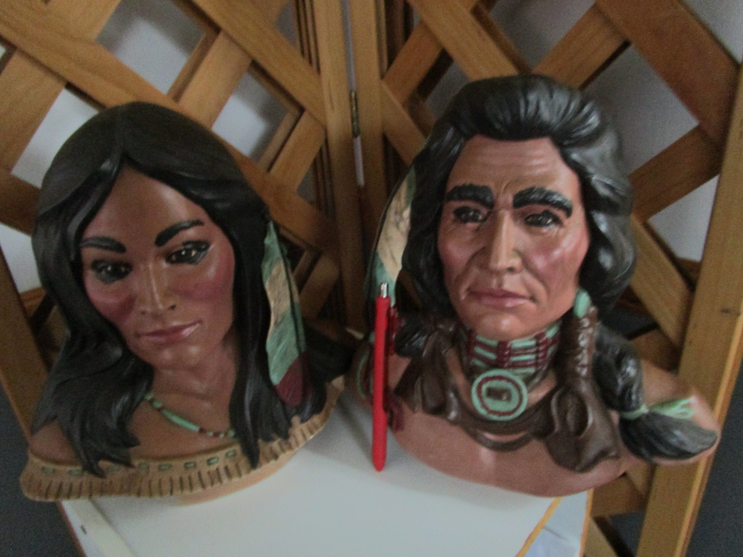 Provincial Mold #81 Native American Indian Couple Ceramic Head Bust ...